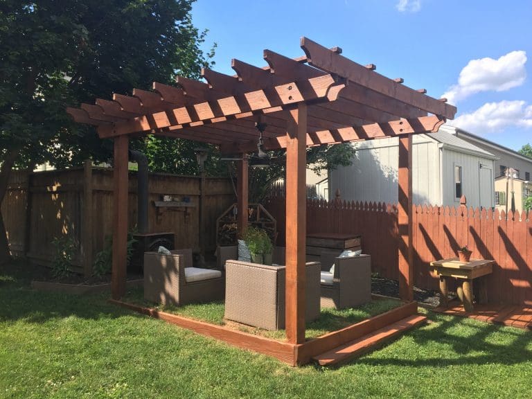 Man v. Pergola: How to stain a wood pergola ‣ MyFixitUpLife